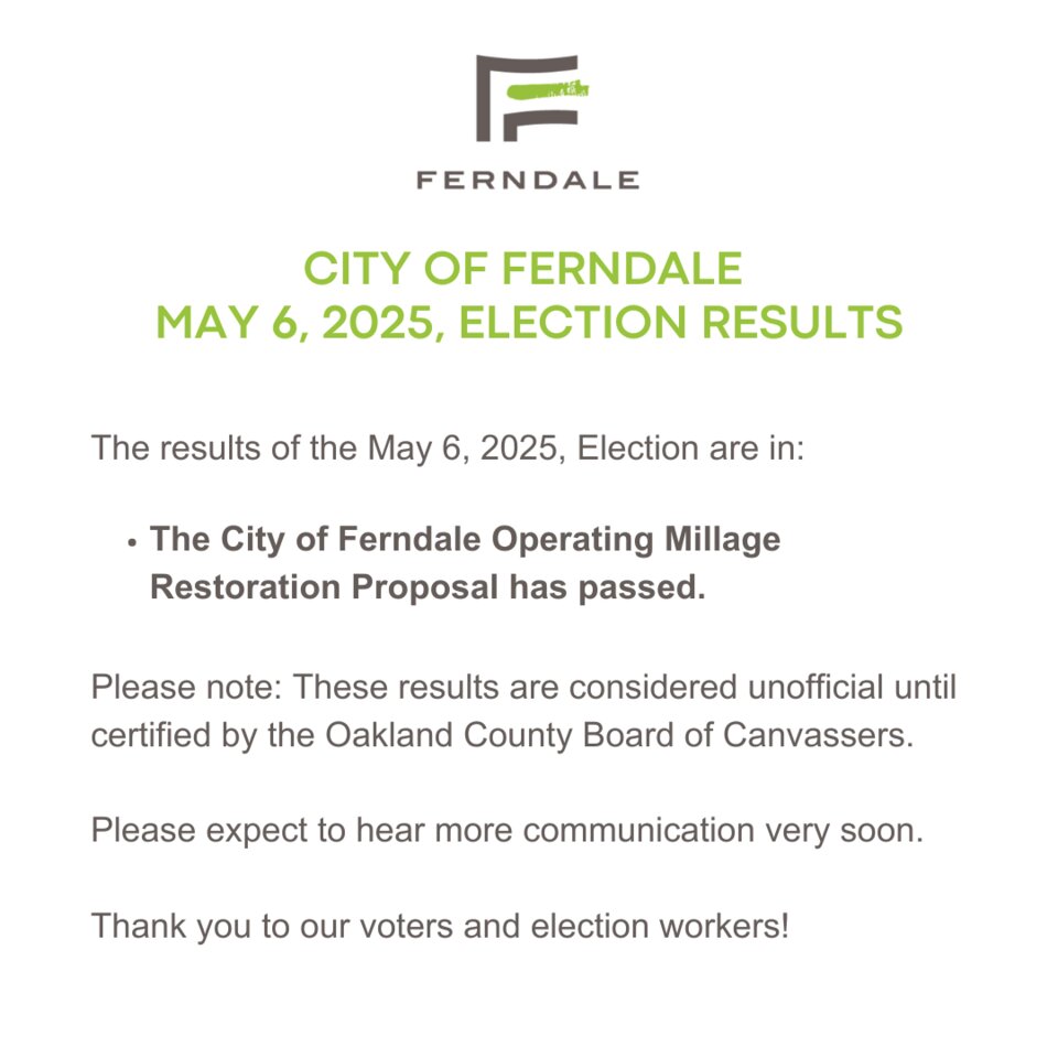City of Ferndale May 6, 2025, Unofficial Election Results - News - Ferndale